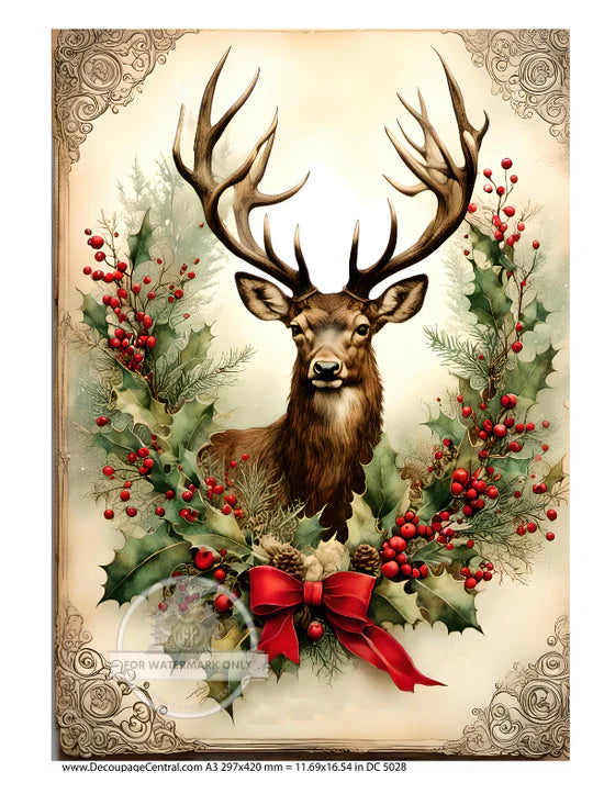 Christmas Stag Rice Paper (DC5028) - Decoupage Central – Flippin ...