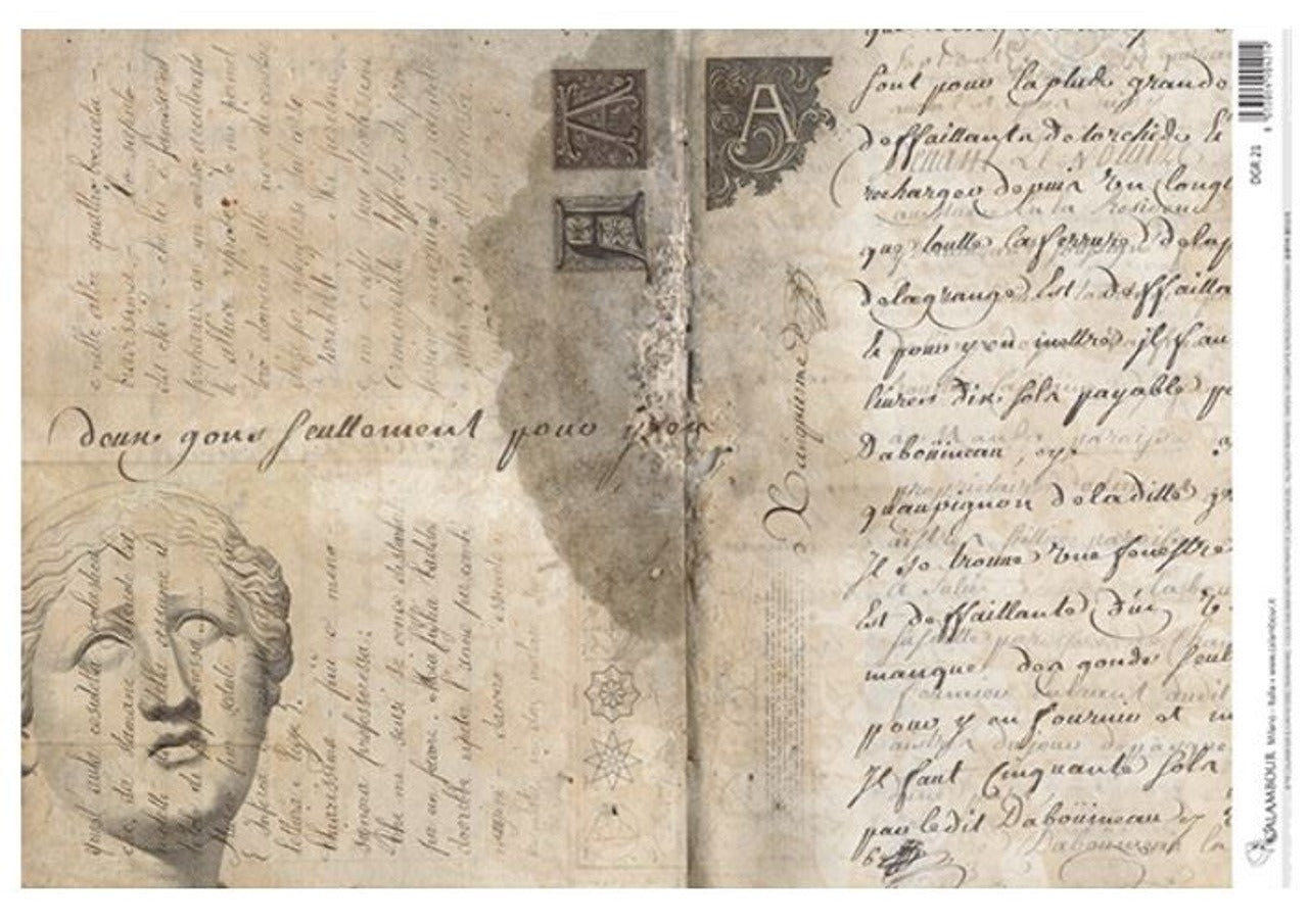 Roman Calligraphy Rice Paper (DGR 21) - Decoupage Queen – Flippin ...