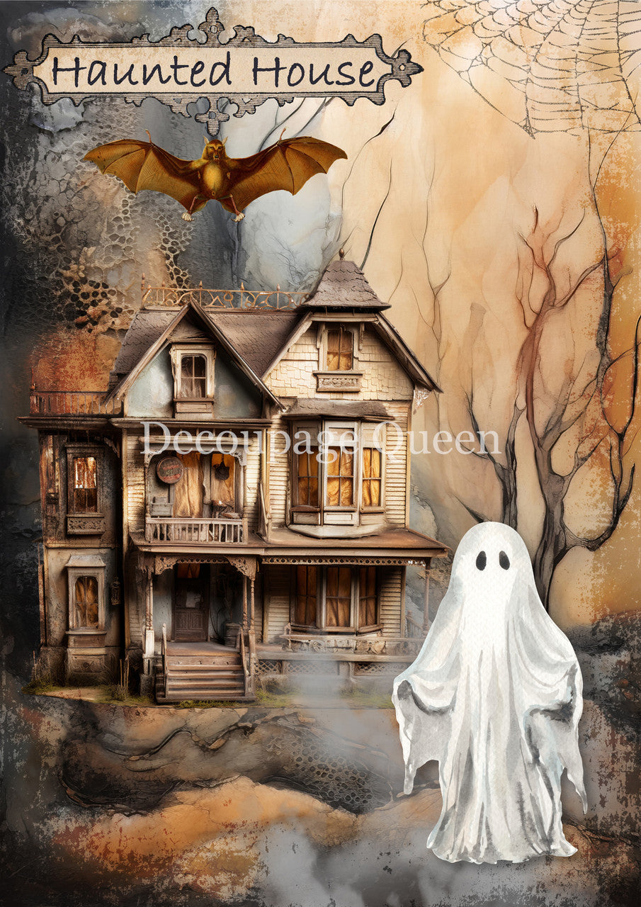 Haunted Homecoming Rice Paper - Decoupage Queen – Flippin Furniture Shop