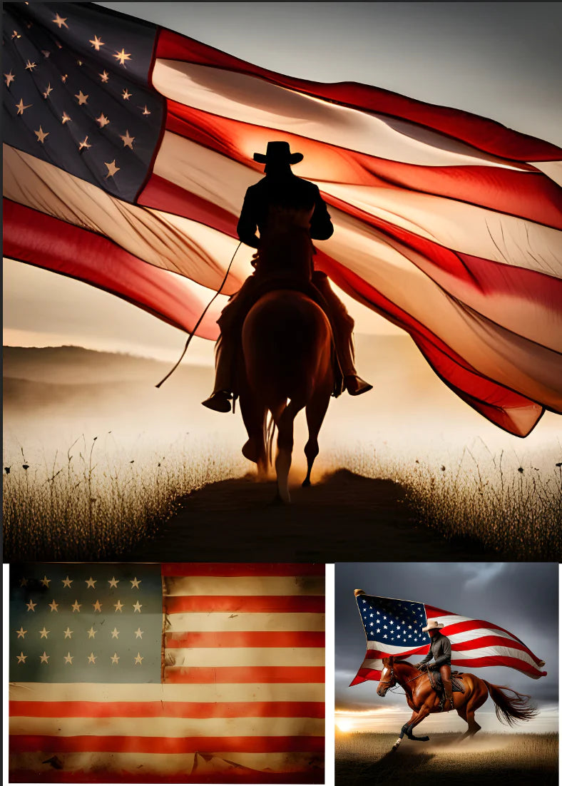 Cowboy Flag A4 Rice Paper - Decoupage Central – Flippin Furniture Shop